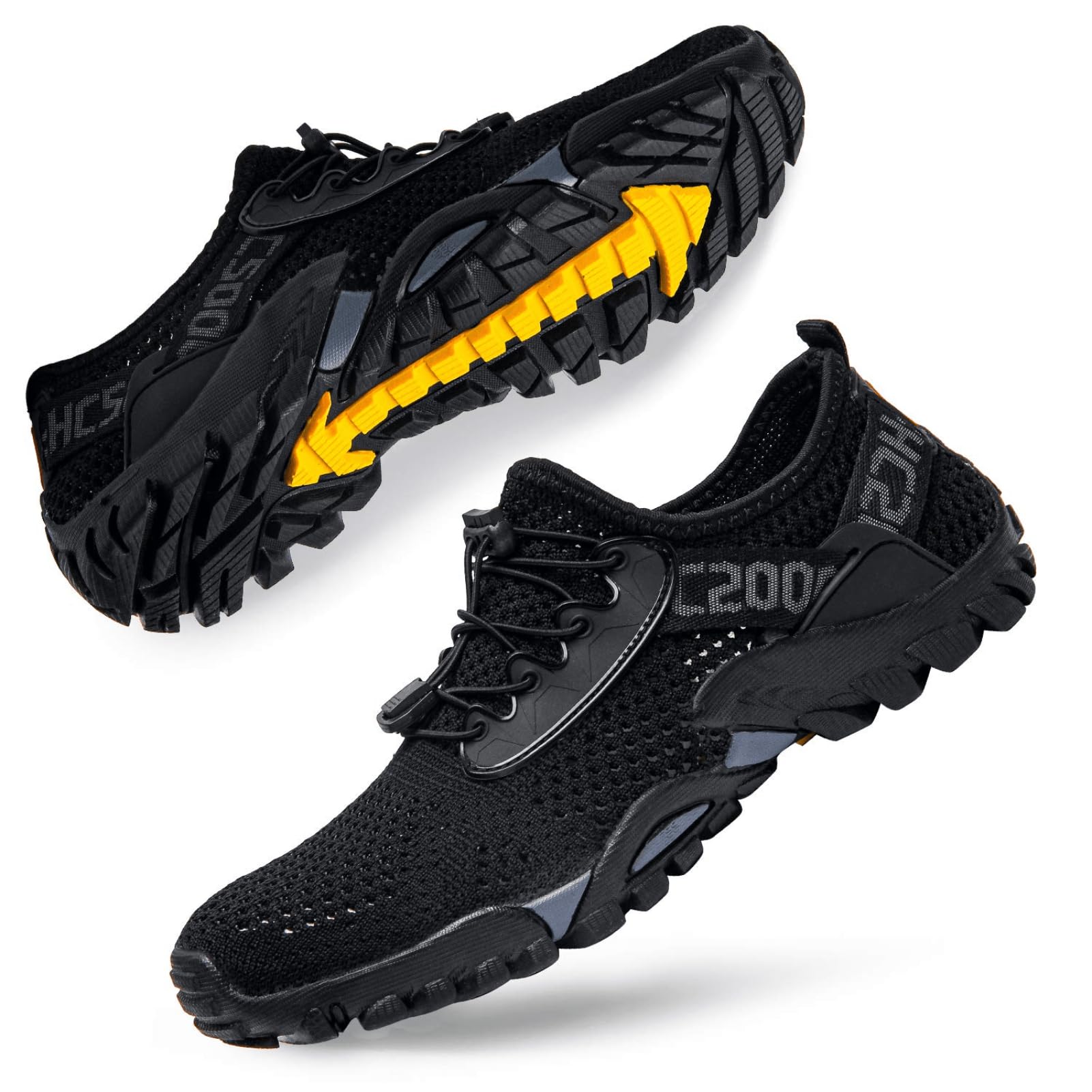 SOBASO Men Water Shoes Women Water Hiking Swim Beach Quick Drying Shoes for Sailing Kayaking Surfing All Black