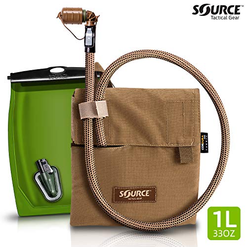 Source Tactical Kangaroo 1L Collapsible Widepac Hydration Bladder with Pouch - Leakproof Widepac Closure - Zero Taste and Virtually Self-Cleaning - 34oz