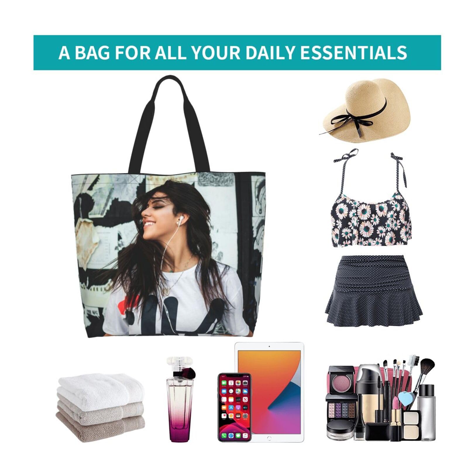 RSGWIY Custom Tote Bags Personalized Shoulder Bag for Women with You Logo Text Photo Customize Reusable Shopping Handbag