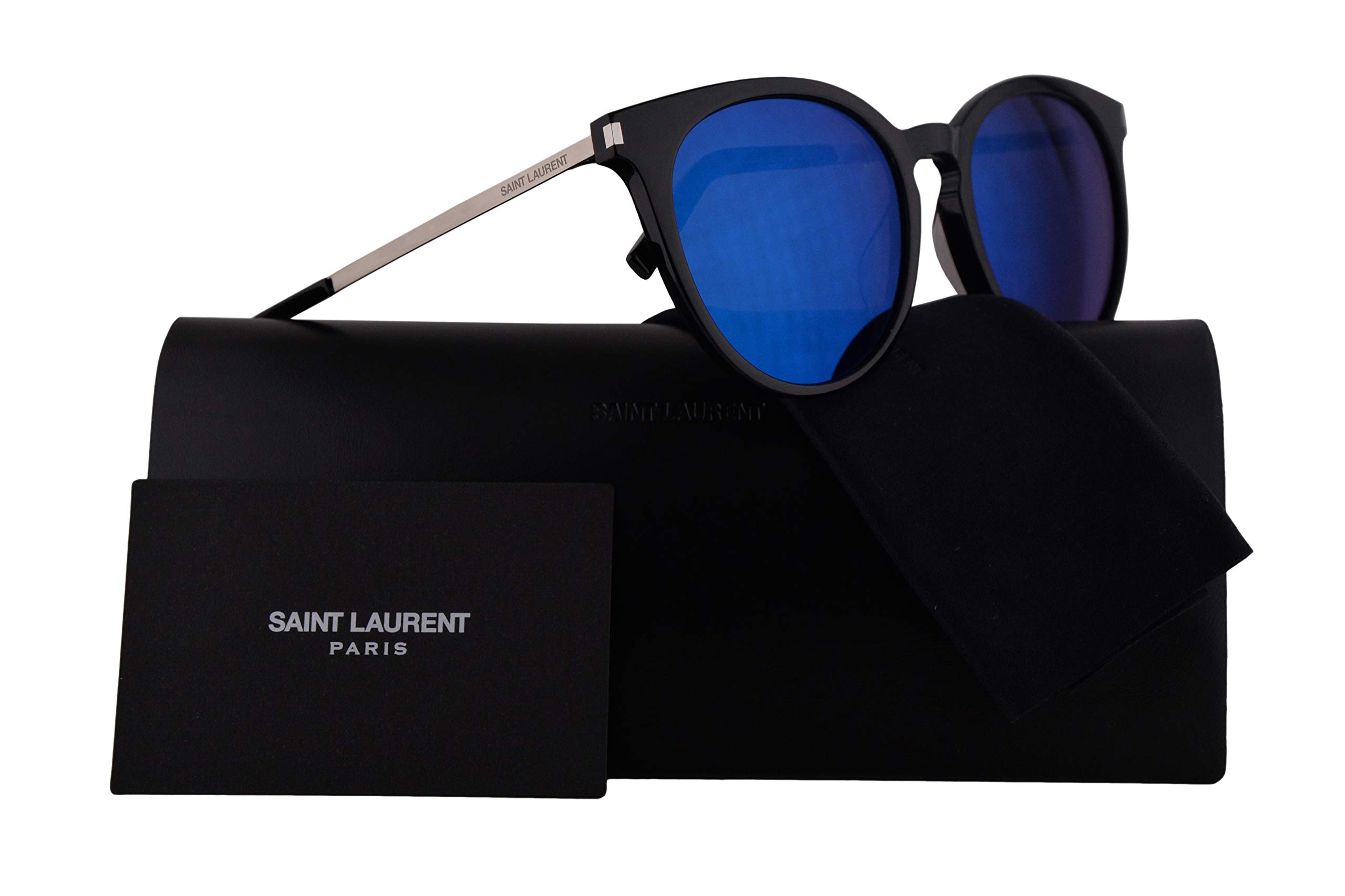 Saint Laurent Sunglasses SL 25/K Black Silver w/Blue Lens 55mm 001 SL25K SL 25K SL25/K
