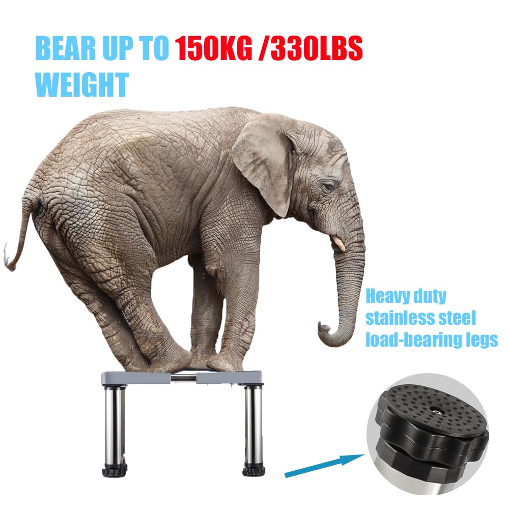 SSEHCWAN Washing Machine Stand, 4Legs Adjustable Washer Stand Height 17-20cm Washing Machine Base Fridge Stand Width 40-60 cm for Washer Cookers Fridges Max Load 150KG