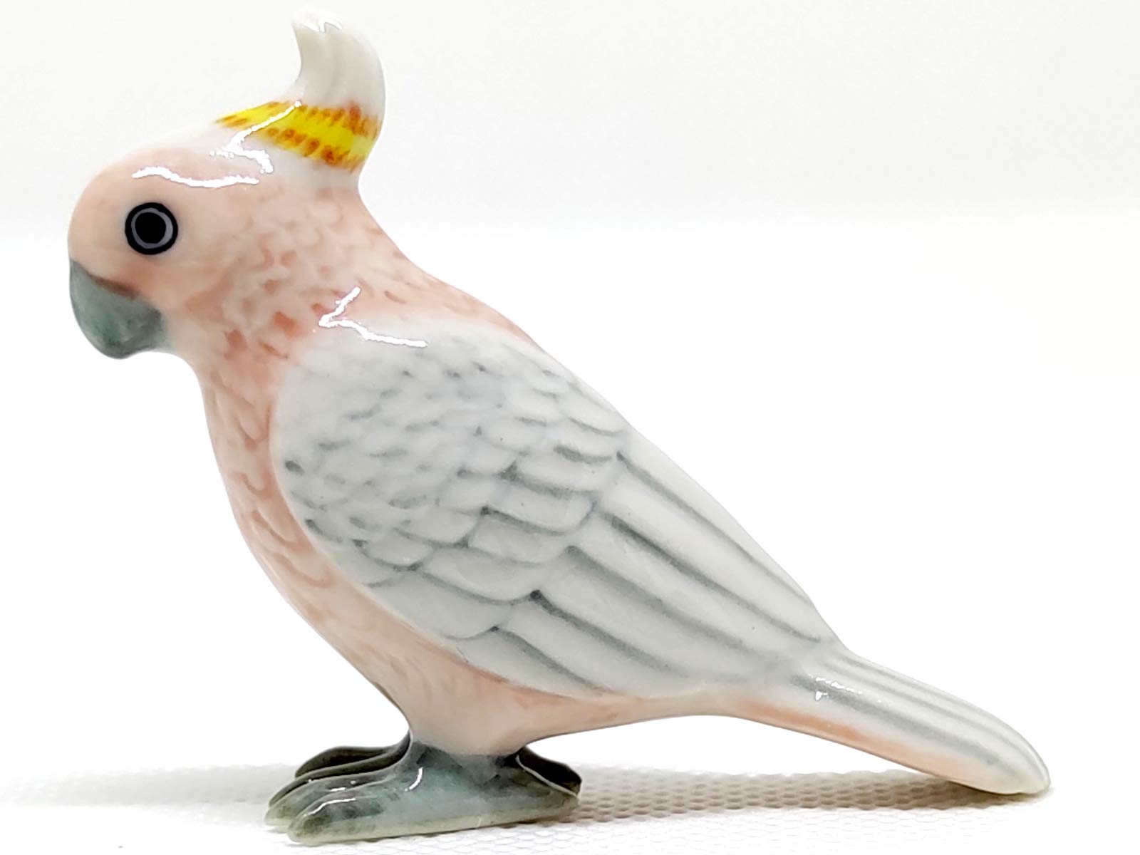 SSJSHOP Cockatoo Micro Tiny Dollhouse Figurines Hand Painted Ceramic Animals Bird Collectible Gift Home Garden Decor (Cockatoo)