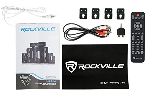 Rockville HTS56 1000w 5.1 Channel Home Theater System/Bluetooth/USB+8" Subwoofer, Black
