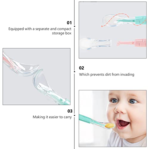 Toddmomy 2 Sets Grapefruit first feeding spoon grapefruit spoons serrated training spoon Spoons Feeding Spoon