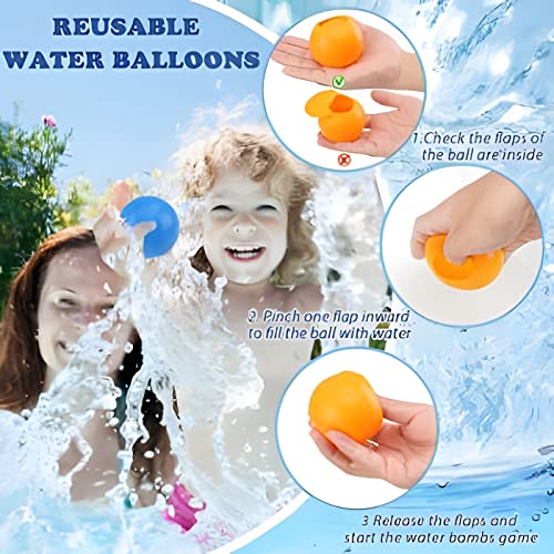 Reusable Water Balloons, Silicone Water Balloons Toy,Summer Toys for kids, Refillable Quick Fill Self Sealing Water (12PCS)