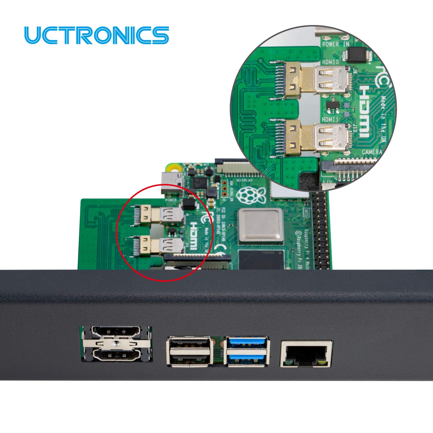 UCTRONICS for Raspberry Pi Rack with Micro HDMI Adapter Boards, 19" 1U Rack Mount Supports 1-4 Units for Raspberry Pi 4 Model B