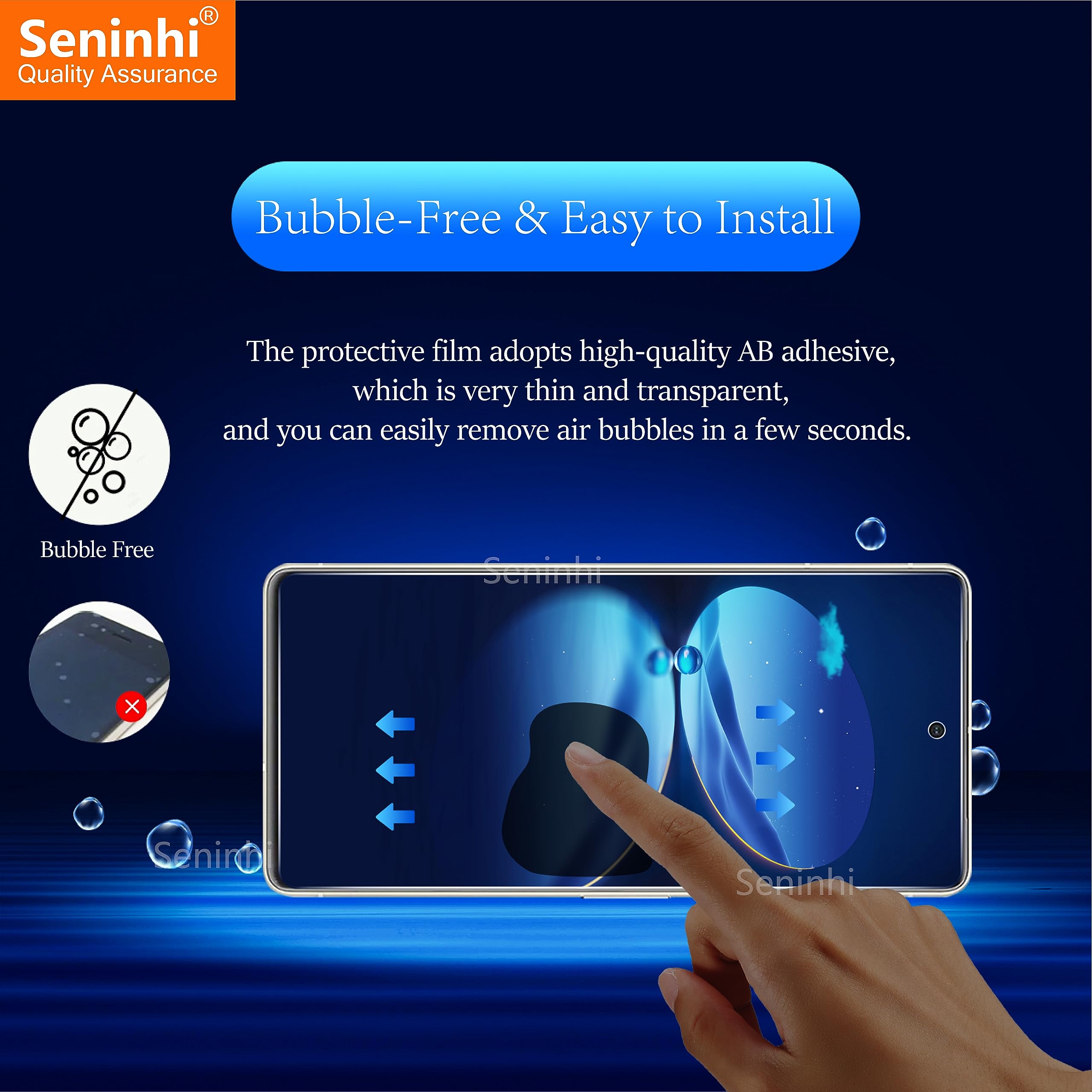 Seninhi [3+3Pack] for Google Pixel 7A Screen Protector 3Pack + Camera Lens Protector 3Pack, Tempered Glass Screen Protector [With Easy Installation Frame] [9H Hardness] [Anti-Scratch] [Bubble