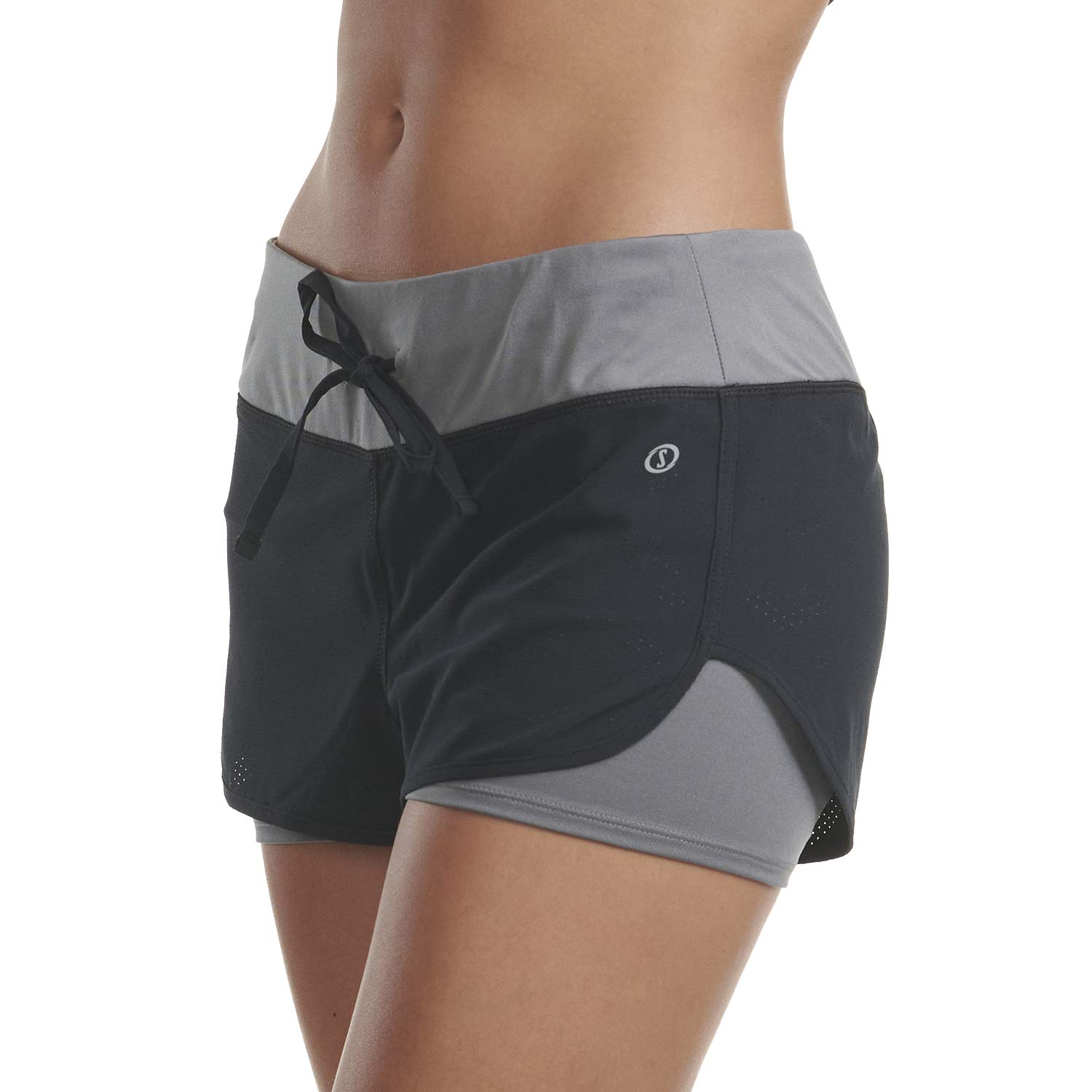 Spalding Women's Active Mesh Overlay Running Short, Regular and Plus Size, Black, 3X
