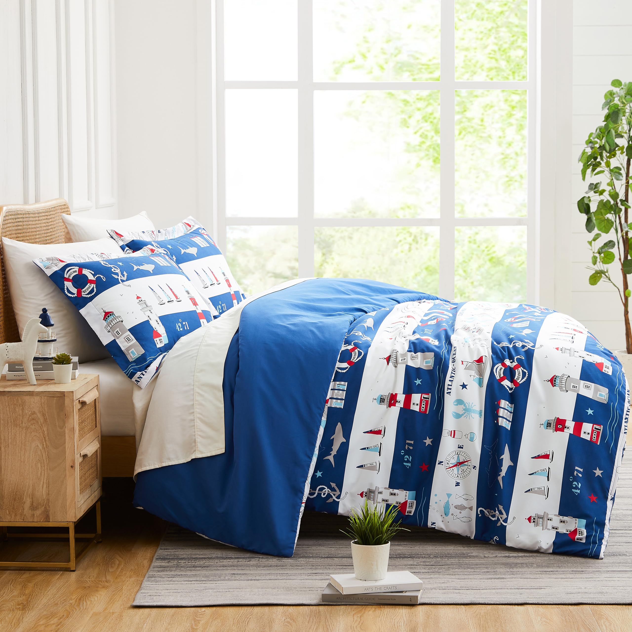 Southshore Fine Living, Inc. Paisley Grace Collection - Premium Quality, All-Season Down Alternative Easy Case, Over-Sized 3-Piece Comforter Set, Full/Queen, Blue
