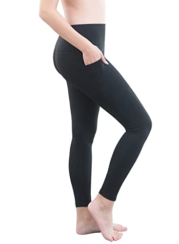 ZNYUNE Women's Athletic Essential Soft High Waisted Tummy Control Workout Running Pants Yoga Leggings Black