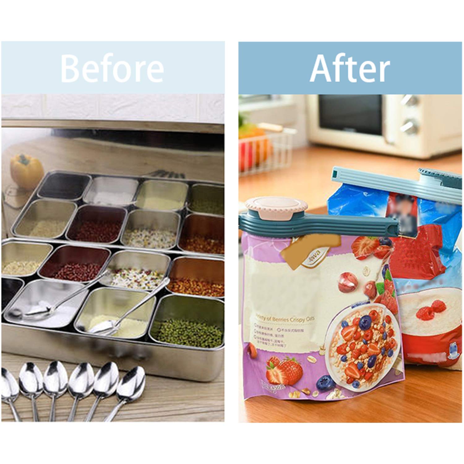 Ylliesy Bag Clips for Food with Pour Spouts Suitable for large plastic bags Kitchen Food Storage and Organization