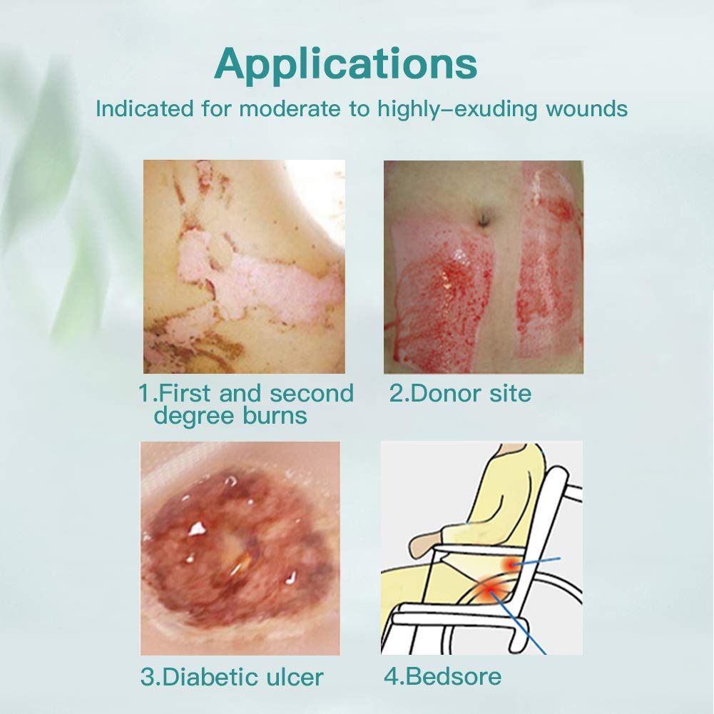 Silicone Adhesive Foam Dressing Without Border Waterproof 4"x 4"(10 cm x 10 cm) & Dimora Ag Silver Calcium Alginate Wound Dressing Pads, 4'' x 4'' Patches