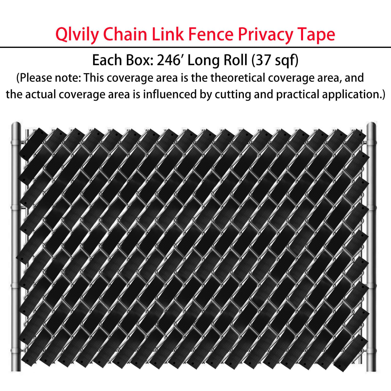 Qlvily Chain Link Fence Privacy Tape, 246ft x 0.15ft Chain Link Fence Slats, Fence Covering Privacy, Black (200PCS Button + Puncher Included)