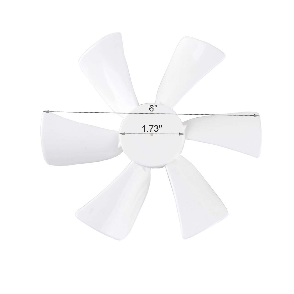 RV Vent Fan Blade, White 6" with 0.094" Round Bore, Compatible with Ventline/Jensen 0.094" Round Bore RV Bathroom Fan Blade (2 Pack)