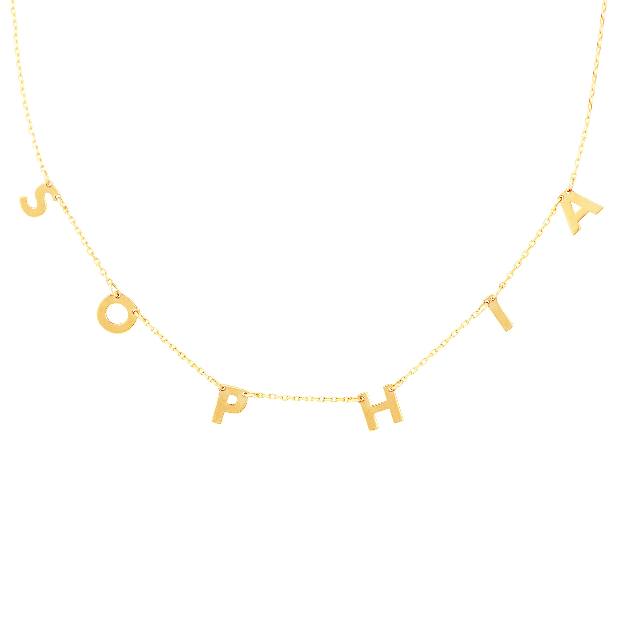 YOSI ALTMANN Personalized Name Necklace14K Real Gold Customized jewelry 14k gold Mini Spaced Dainty Name Necklace