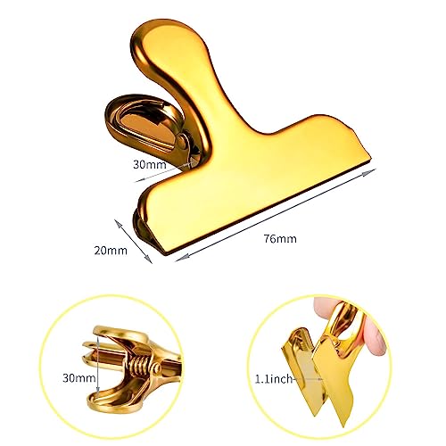 PreuveDe Chip Bag Clips,8 Pack Large Golden Stainless Steel Air Tight Bag Clip Perfect for Kitchen &Office (8 pack (gold)