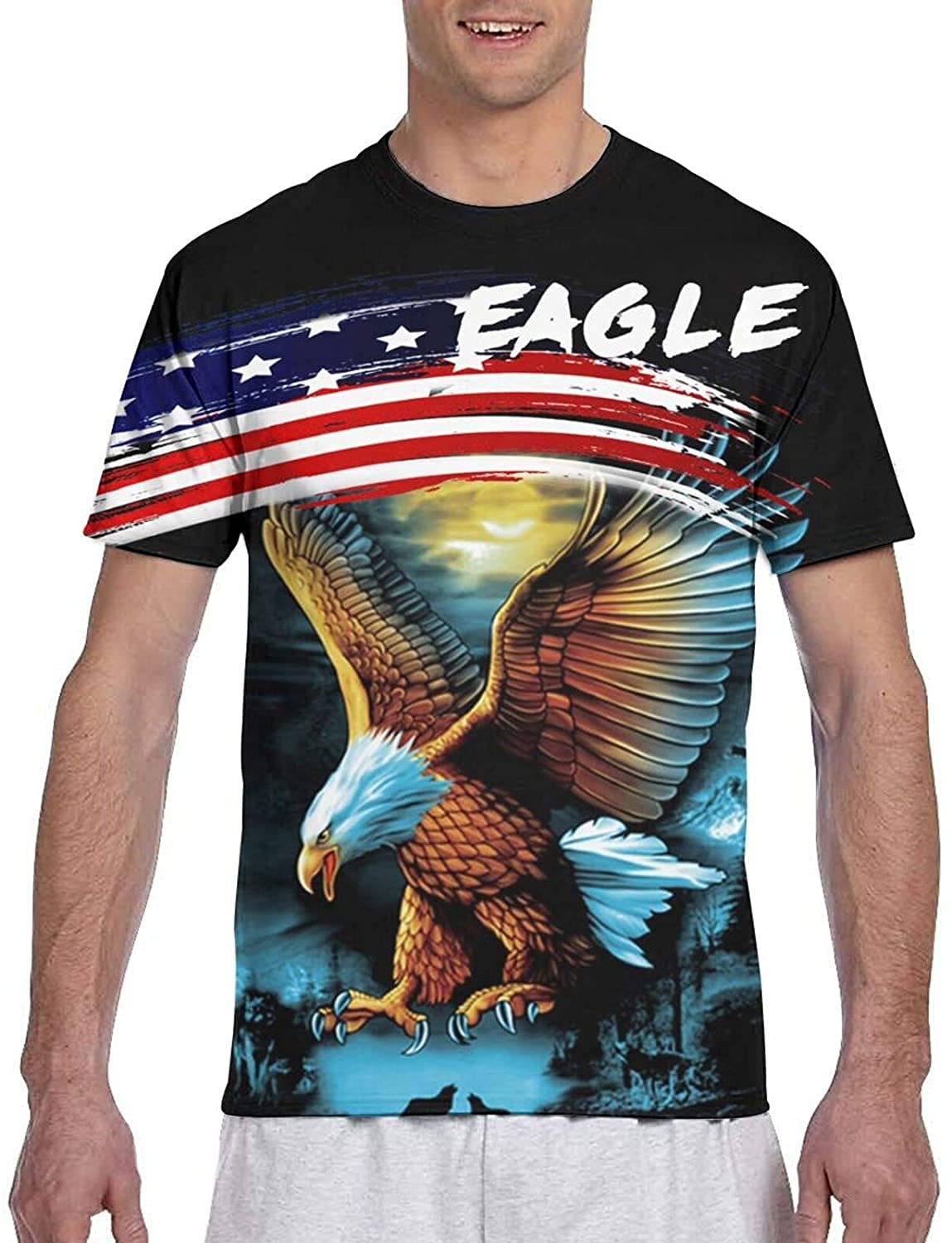 YSDBPAY Unisex Fashion 3D T-Shirts, Eagle and Flags Crewneck Short Sleeve Tees for Men Women… (3XL)
