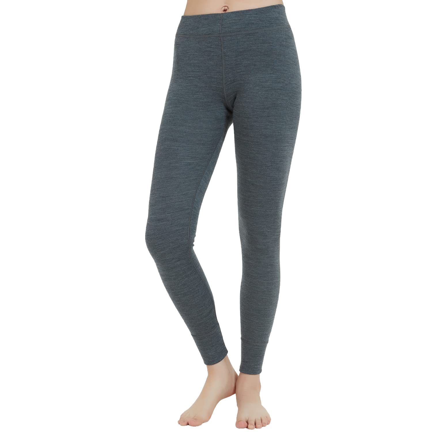 ZSOSBA METARINO Women's Merino Wool Midweight Base Layer Pants Long Wool Leggings Thermal Underwear for Hiking,Skiing,Snowboarding,Dark Grey,Medium