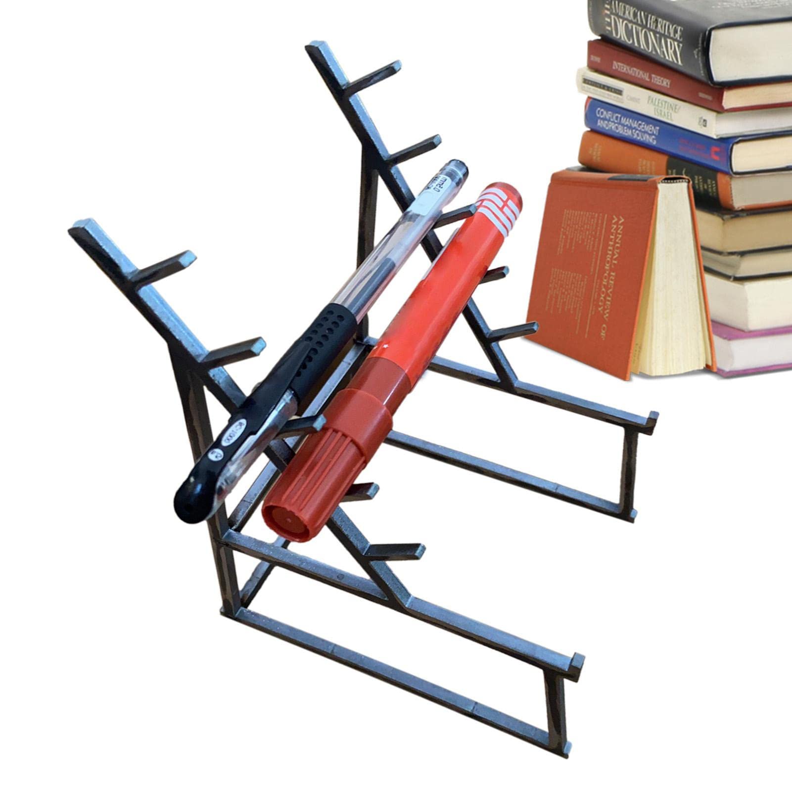 PixCy Squat Rack Pen Holder, Unique Mini Squat Rack Pen Organizer, Funny Barbell Rack Pen Holder, Gym Theme Desk Pen Organizer for Kids
