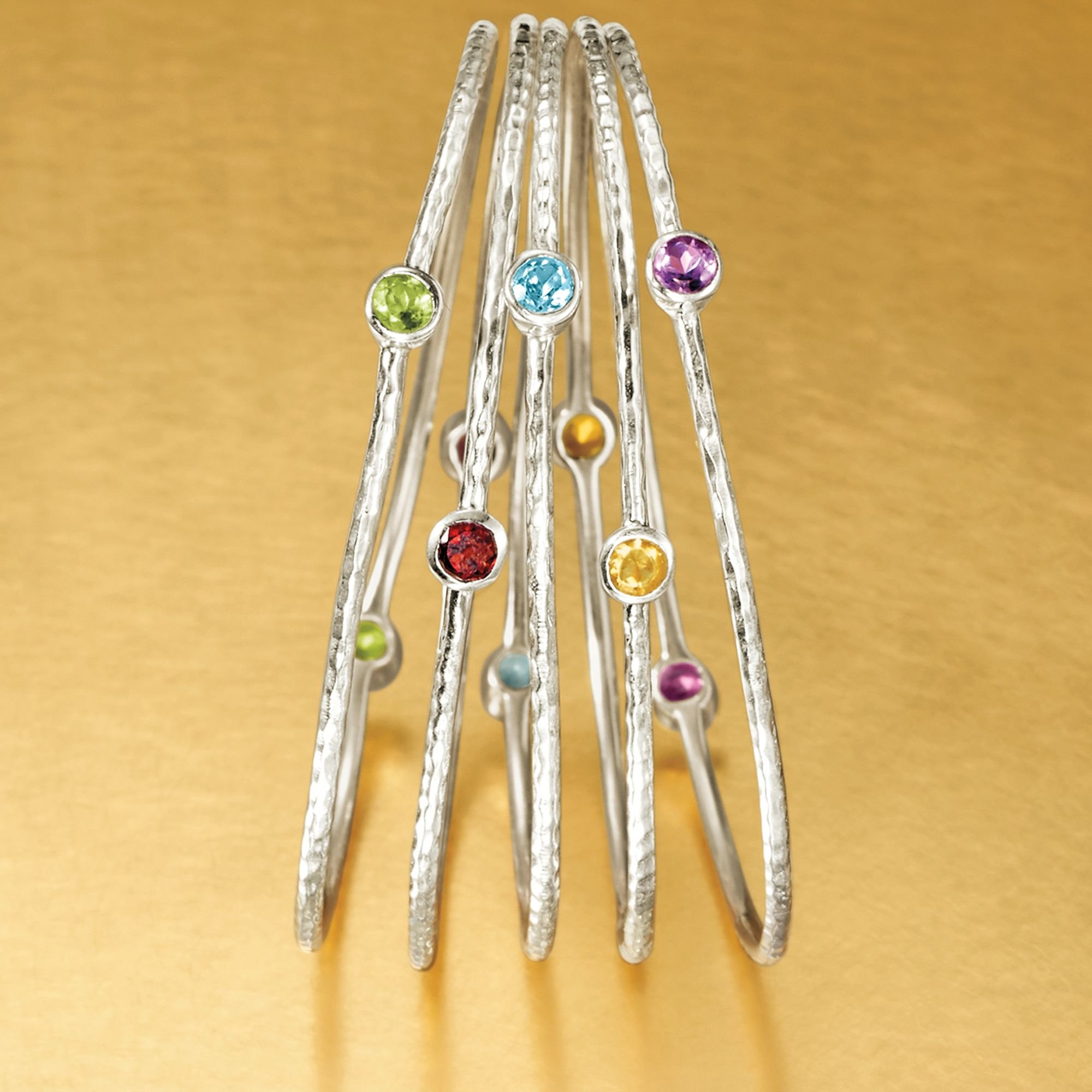 Ross-Simons 2.30 ct. t.w. Multi-Stone Jewelry Set: 5 Bangle Bracelets in Sterling Silver. 7 inches