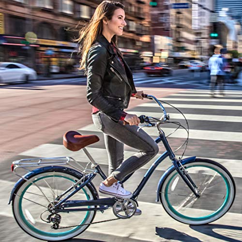 sixthreezero EVRYjourney Women's 1/3/7/21 Speed Step-Through Hybrid Cruiser Bicycle, 26"/24" Wheels, Multiple Colors
