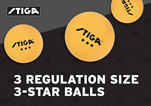 STIGA Performance 2 Player Ping Pong Set β 2 Table Tennis Rackets, 3 β 3 Star Orange Balls Included