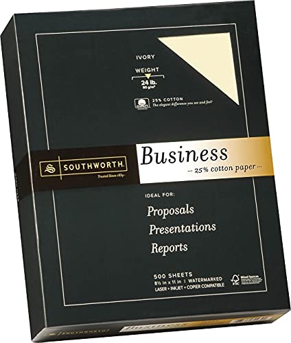 Southworth 404IC 25% Cotton Business Paper Ivory 24 lbs. Wove 8-1/2 x 11 500/Box FSC