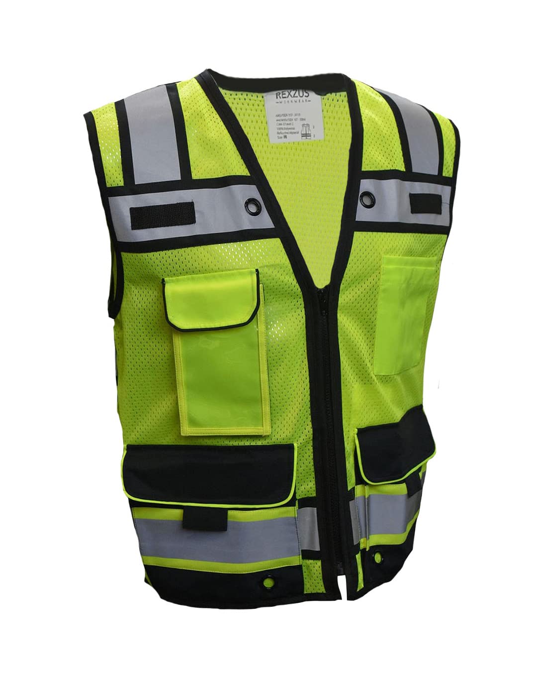 REXZUS (B Engineer Safety Vest, High Visibility Reflective Safety, Vest Mesh with Zipper and pockets (Yellow, Medium)