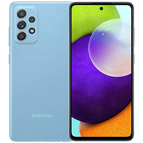 Samsung Galaxy A52 (128GB, 6GB) 6.5" Super AMOLED 90Hz Display, 64MP Quad Camera, All Day Battery, Dual SIM GSM Unlocked (US + Global) 4G Volte A325M/DS (Fast Car Charger Bundle, Awesome Blue)