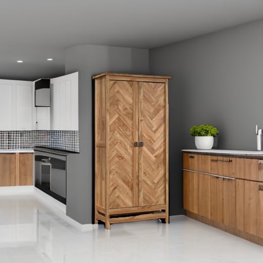 Sauder Cannery Bridge Storage Pantry Cabinet, L: 35.20" x W: 16.26" x H: 71.97", Lintel Oak finish