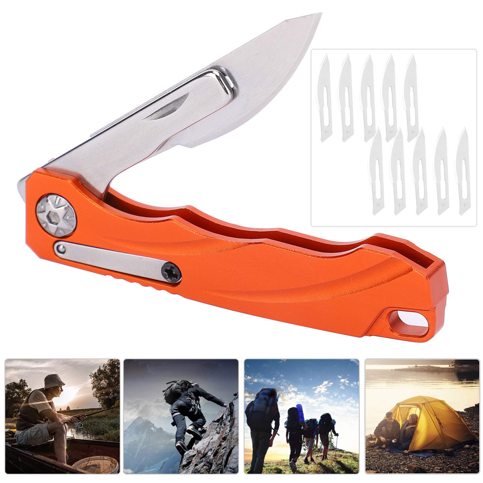 YUANJS Folding Knife,Mini Folding Knife with Blades Replacement Portable Pocket Key Knife for Outdoor Camping