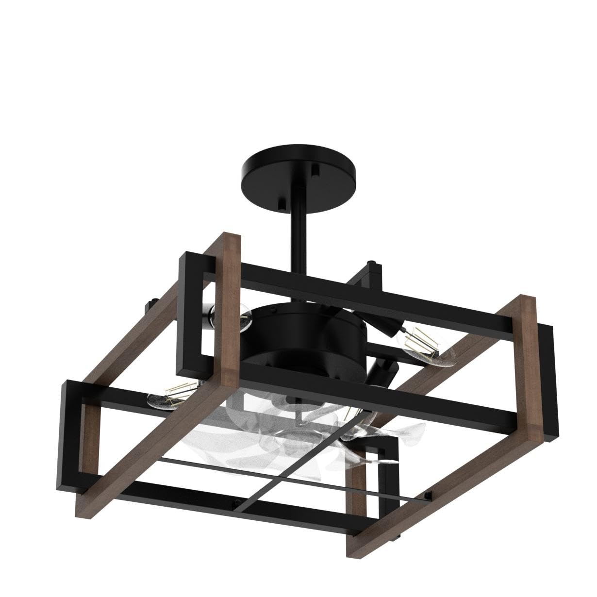 RVONOW Matte Black Bohemian Rattan Ceiling Fan with Light, 6 Wind Speed Adjustable, Reversible Motor, Timers, Remote Controlled, Energy Efficient