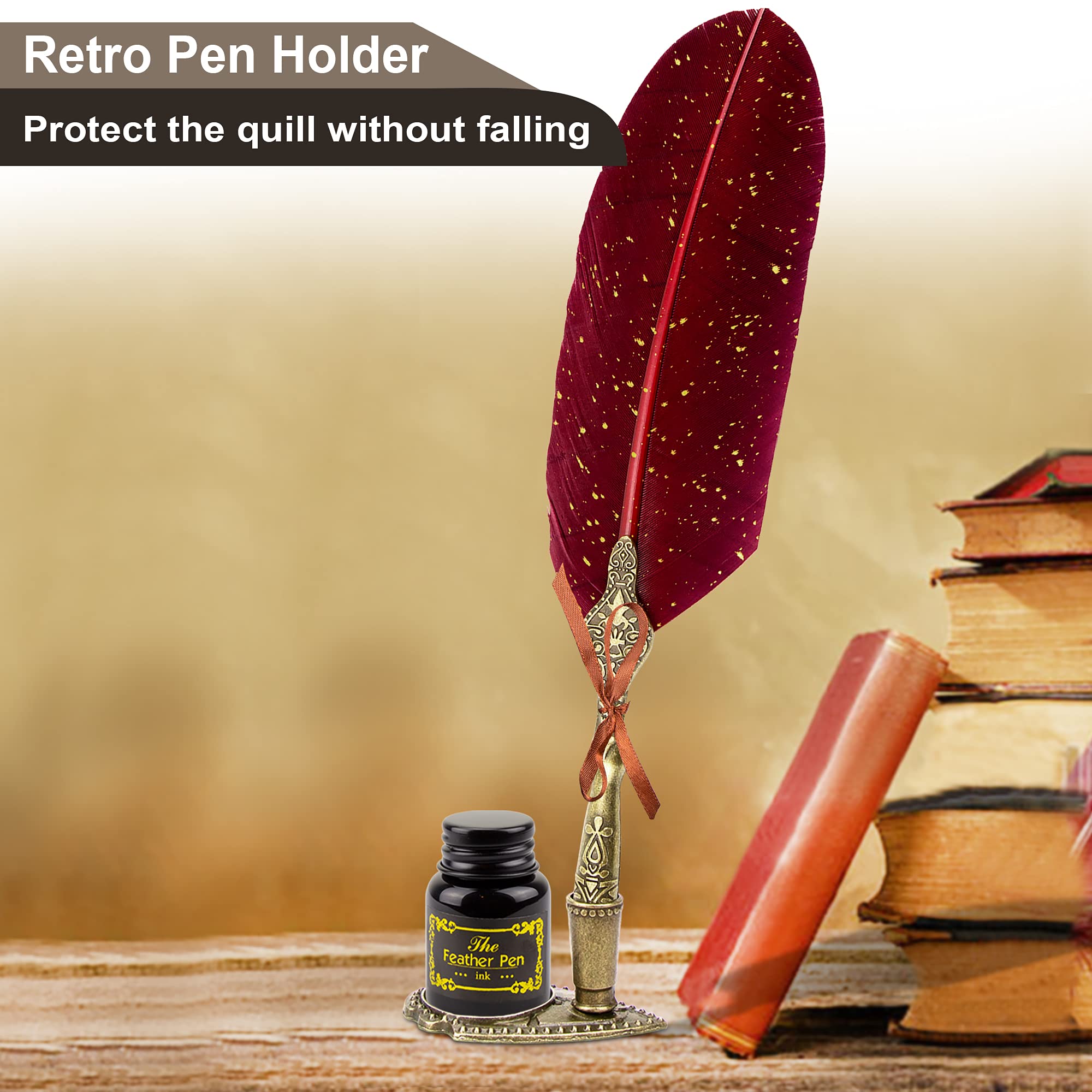 Trustela Calligraphy Pen Set, Feather Pen, Calligraphy Pen Set, Quill And Ink Set, Calligraphy Set For Beginners, Feather Pen And Ink Set, Quill Pen And Ink Set, Quill Pen (RedFeather)