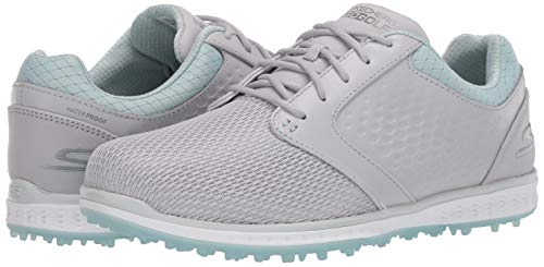 Skechers Women's Go Elite 3 Grand Relaxed Fit Spikeless Waterproof Golf Shoe, Gray/Mint, 6 M US