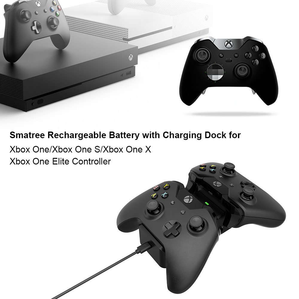 Smatree Rechargeable Battery 3 Pack with Dual Charging Station High Speed Docking Compatible with Xbox One/Xbox One X/Xbox One S/Xbox One Elite Wireless Controller (NOT for Xbox Series X|S)