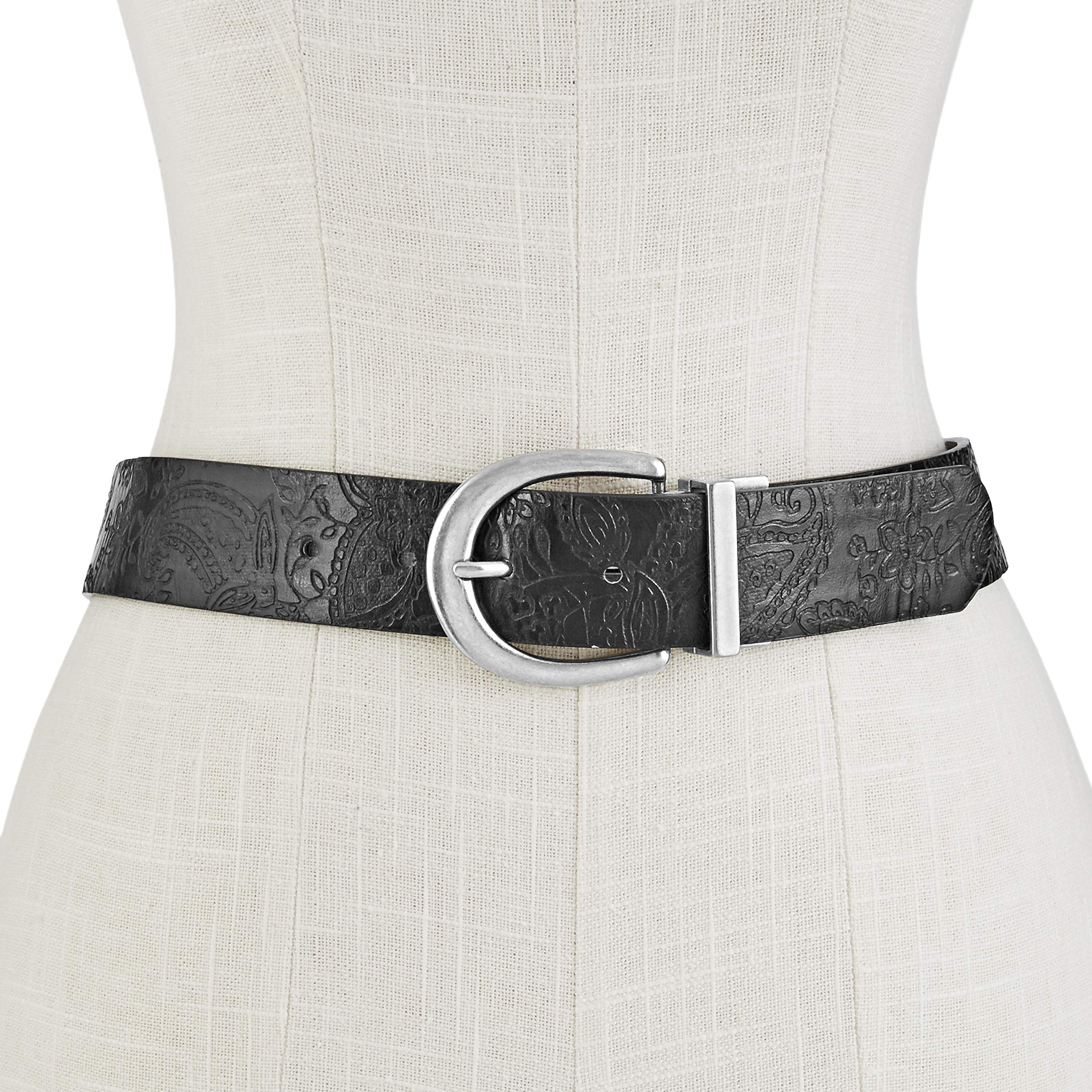 Relic by Fossil womens Embossed Reversible Belt, Black/Brown, Large US