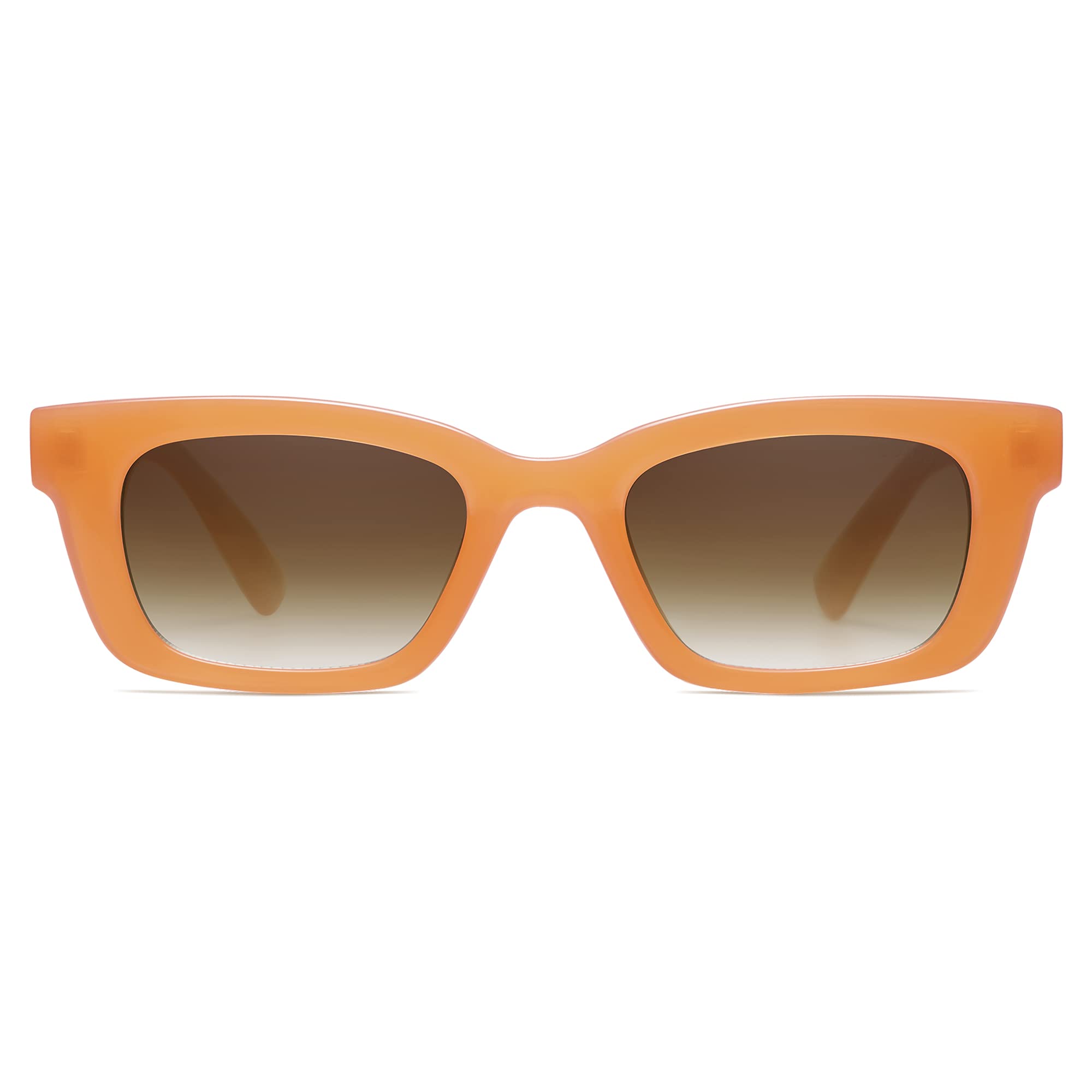 SOJOS Rectangular Retro Skinny Sunglasses for Men and Women UNITY SJ2134 with Tortoise Frame/Grey Lens