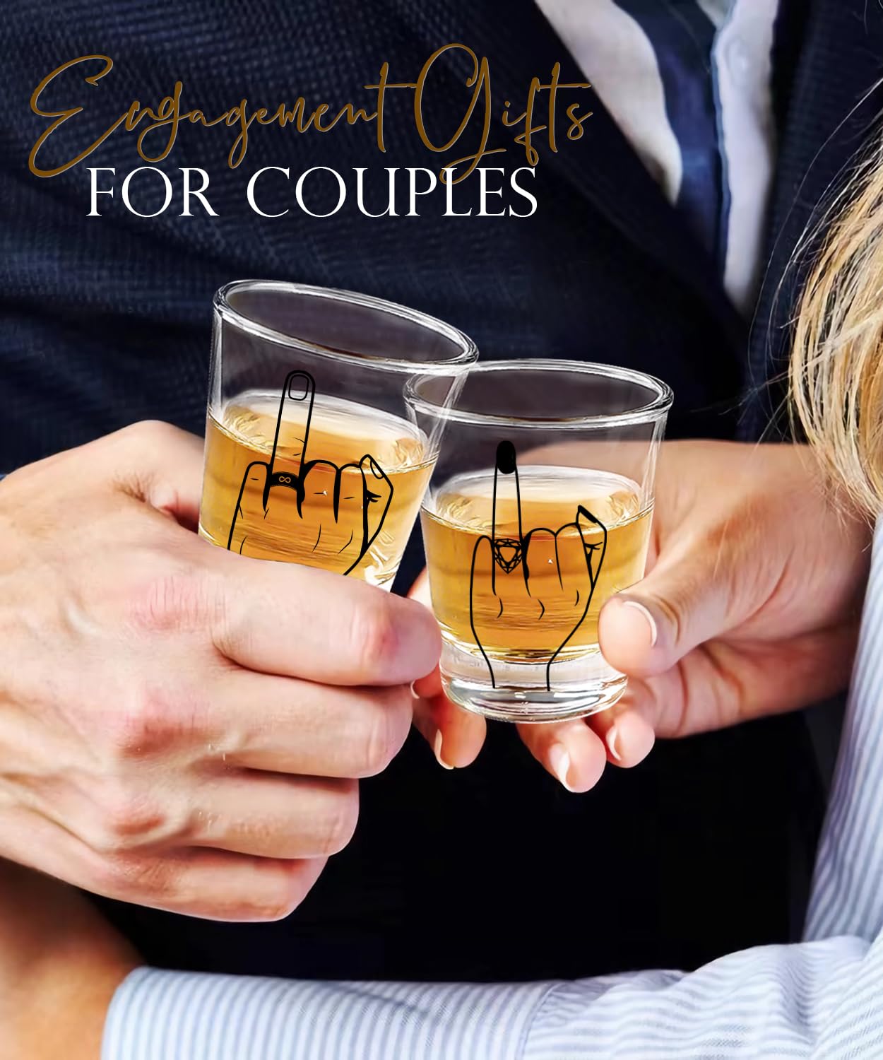 Unique Wedding Gift for Couples-Bridal Shower Gift-Bride and Groom Shot Glasses-14oz Wine&Whiskey Glass Gift for Mr and Mrs-Newlywed,His and Hers Gifts