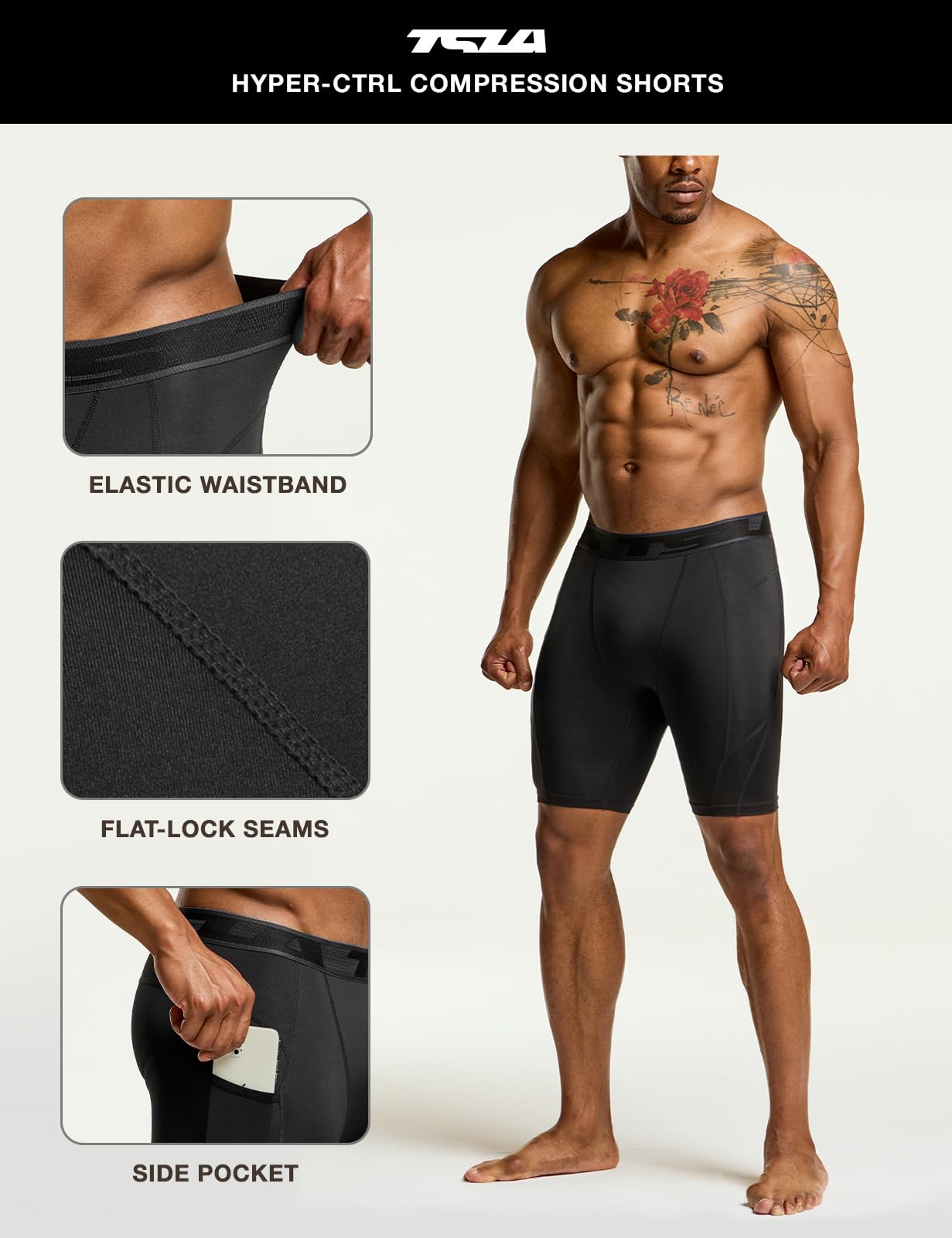 TSLA Men's Athletic Compression Shorts, Sports Performance Active Cool Dry Running Tights, X-Vent Shorts Blue, Large