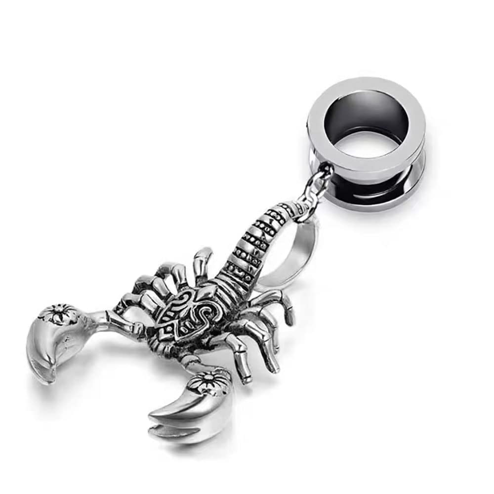 WEGB Scorpion Pendant Ear Plugs,Stainless Steel Tunnel Plug Gauge Earrings for Stretched Ears