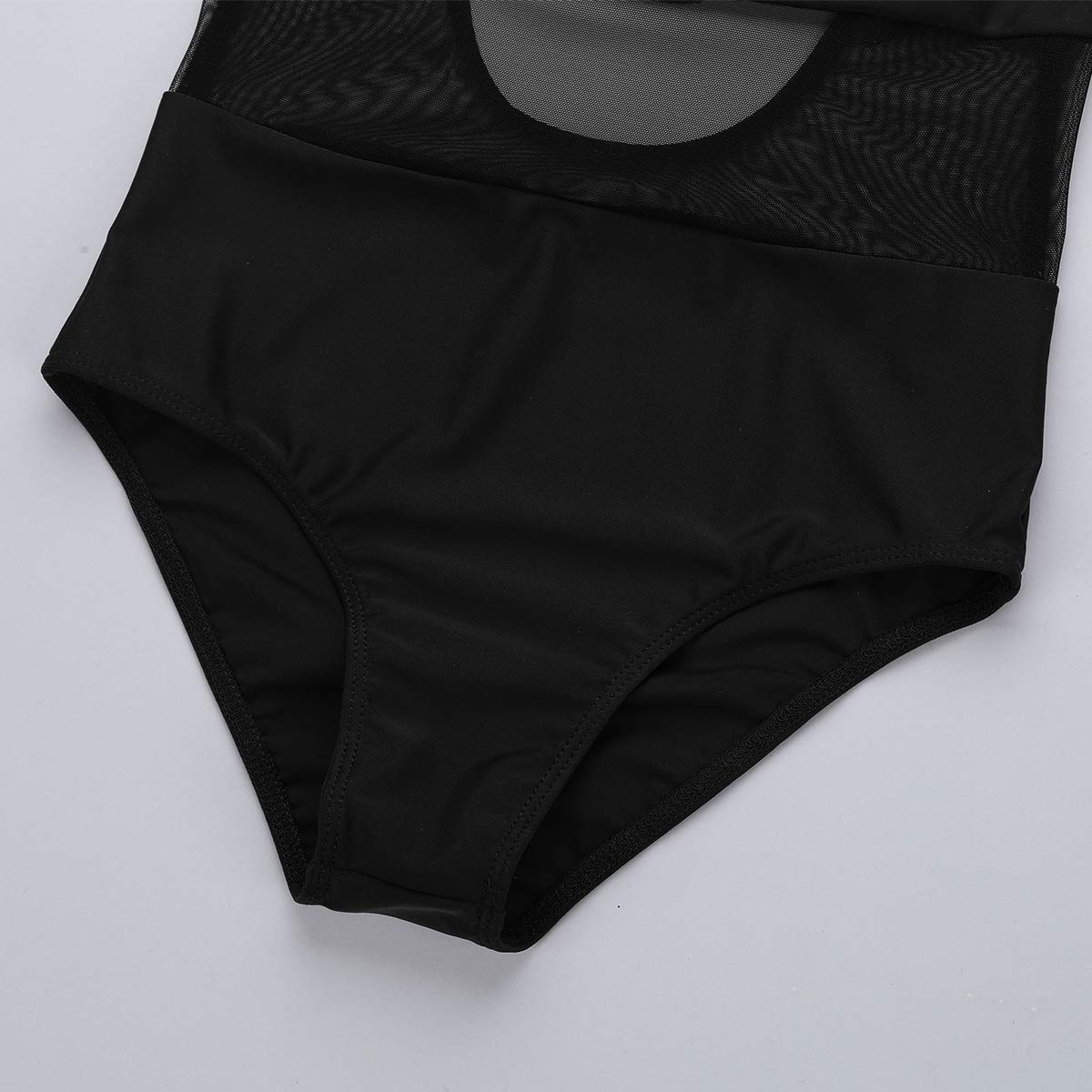 Yeeye Big Girls Mesh Splice Keyhole Cutout Clasp Back Ballet Dance Leotard Dancewear Athletic Tank Tops Black 14