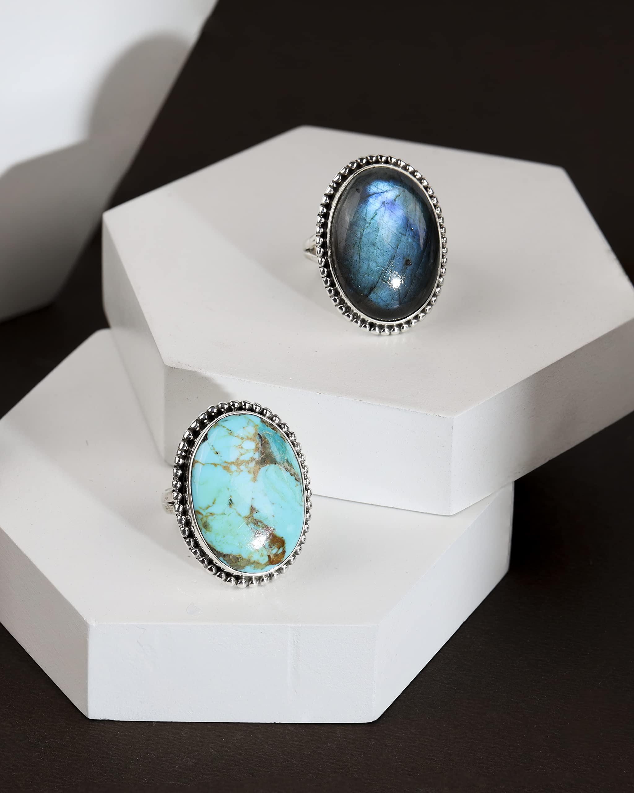 YoTreasure 18x25 MM Labradorite Chunky Ring .925 Sterling Silver