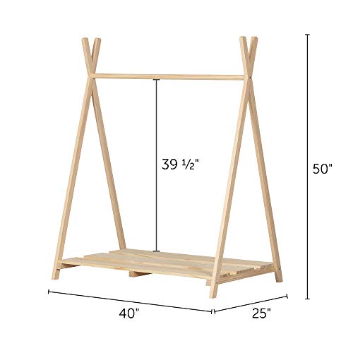 South Shore Sweedi Scandinavian Clothes Rack for Kids-Natural Pine