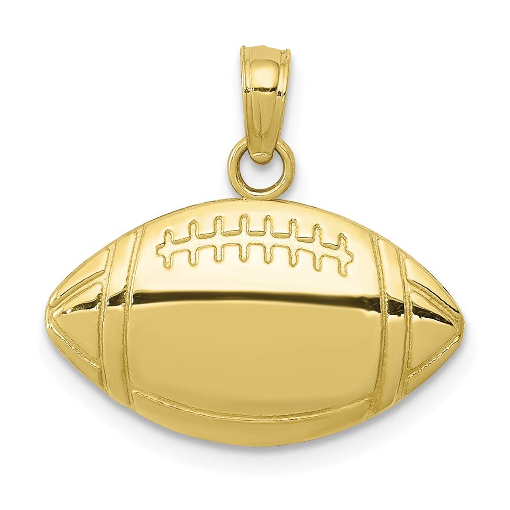 Solid 10k Yellow Gold Football Pendant Charm