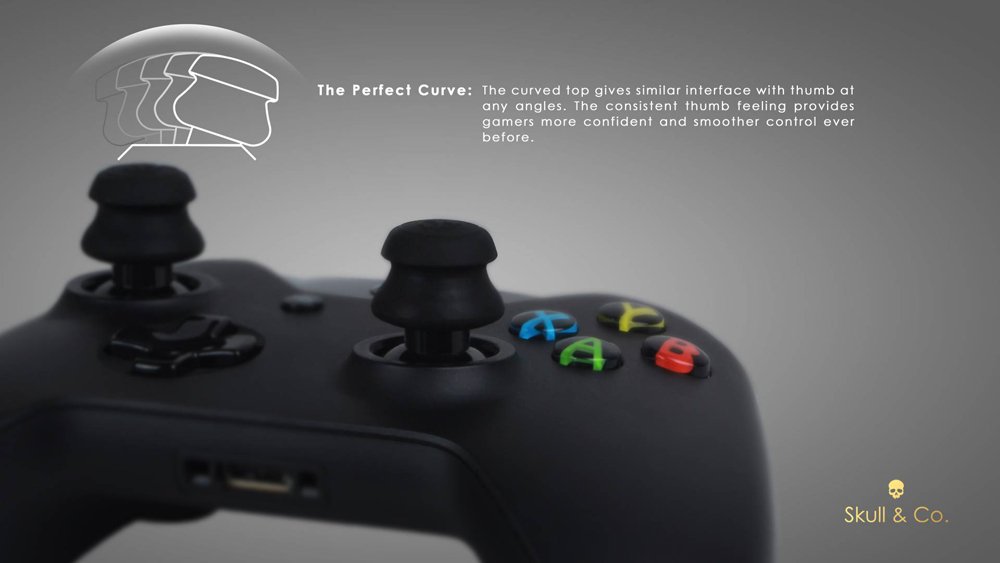 Skull & Co. Professional Gamer Analog Controller Thumb Grips Joystick Cap FPS Master Thumbstick Cover for Xbox One ( Black )