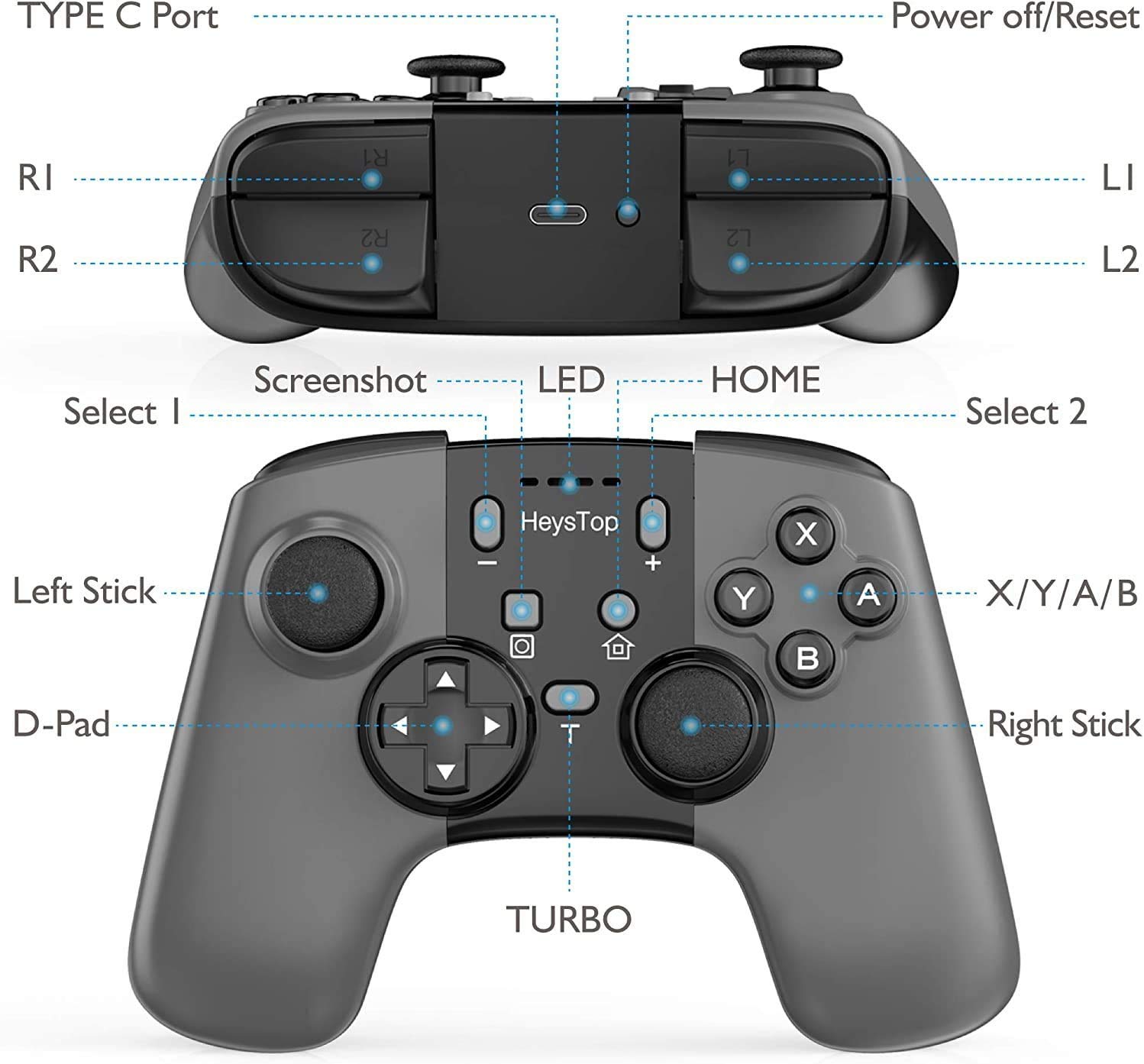 Wireless Nintendo Switch Controller HEYSTOP Nintendo Switch Pro Controller Remote Gamepad with Gyro Axis Dual Vibration Turbo Mode Pro Controller for Switch Games