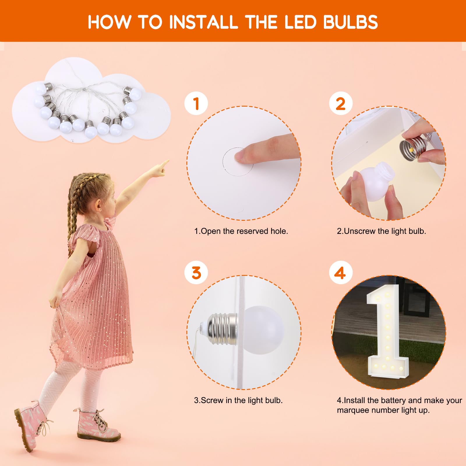 rubfac 3FT Marquee Light Up Numbers, Mosaic Balloon Frame Number 1, Pre-Cut Foam Board for First Birthday Decorations Anniversary Wedding Backdrop