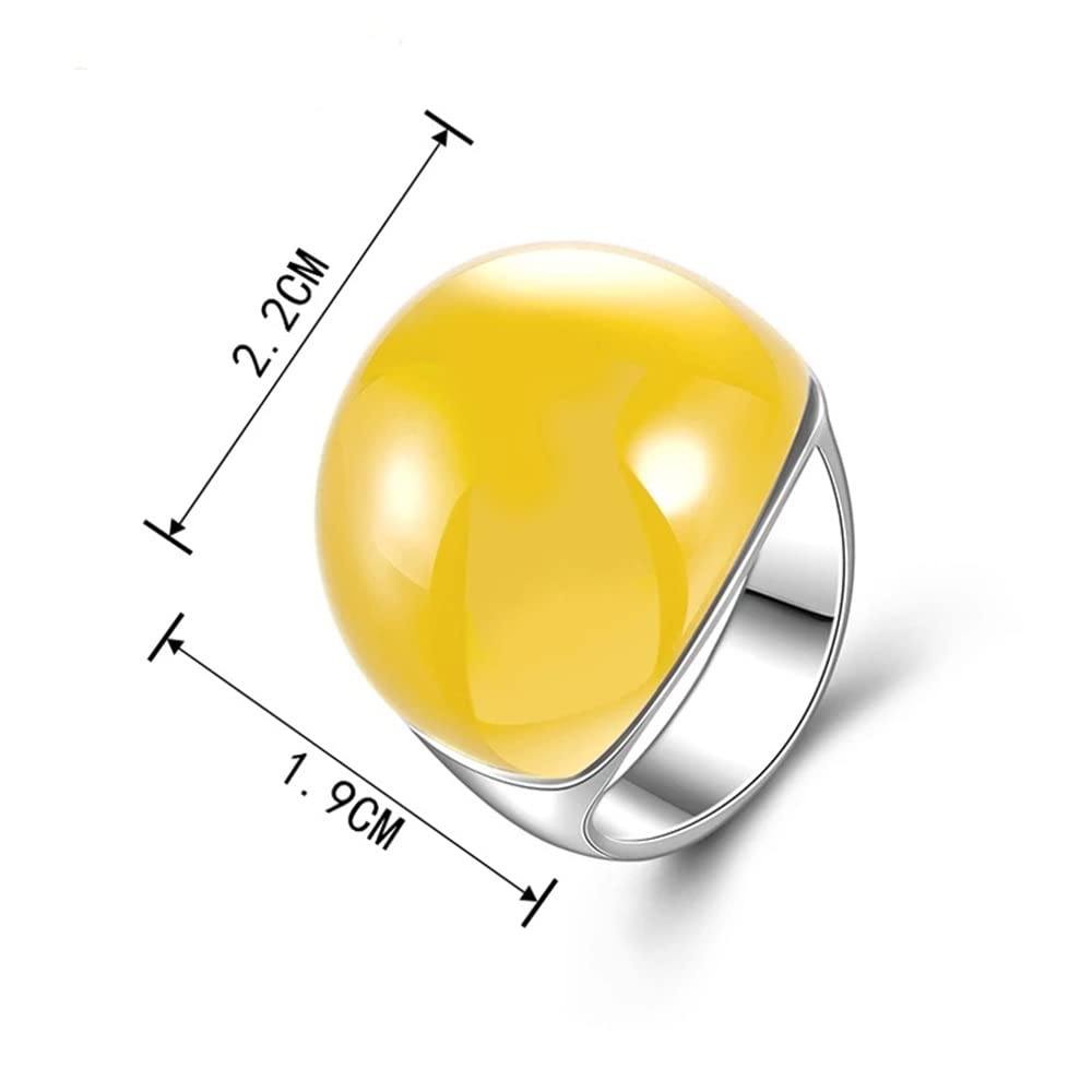 Zyoenxl Big Red Semi-Precious Stone Ring for Female opal Anillos Accessories Ring (Yellow, 9)