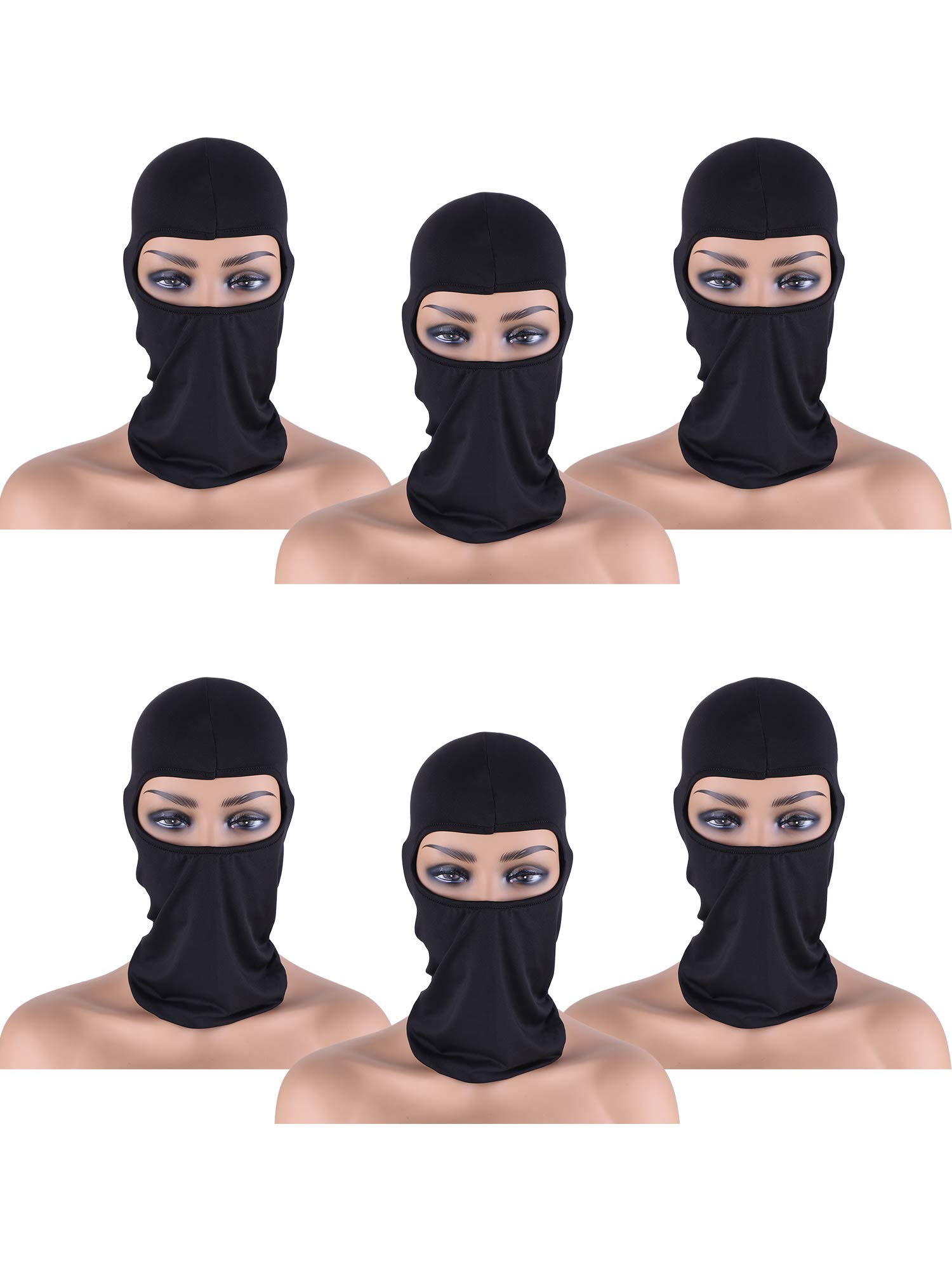 SATINIOR 6 Pieces Ski Mask for Men Balaclava Full Face Cover UV Sun Protection Cooling Neck Gaiter Clothing Scarf Bandana(Black,Ice Silk)