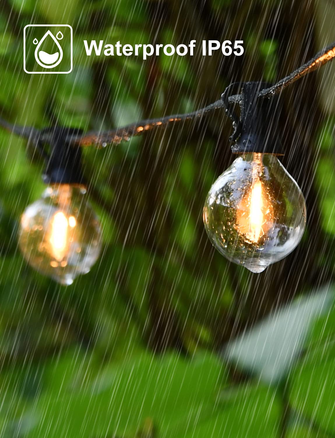 YUNSOVA 100 FT Outdoor String Lights for Outside – Dimmable LED Patio Lights Waterproof with Remote – Hanging Lights Shatterproof G40 Edison Bulbs Cafe Backyard Gazebo Deck Bistro Porch